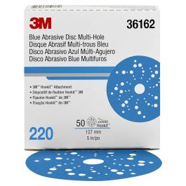 3M 36162 Blue Hook and Loop Multi-Hole 5 in. 220 Grit Dry Sanding Disc ...